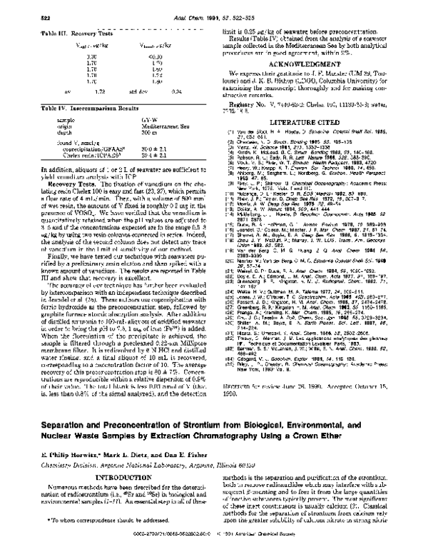 (PDF) Separation and preconcentration of strontium from biological ...