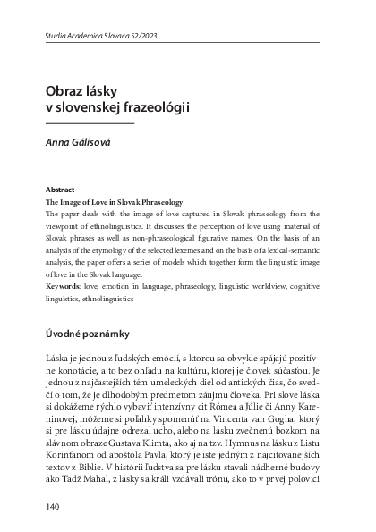 (PDF) Obraz lásky v slovenskej frazeológii