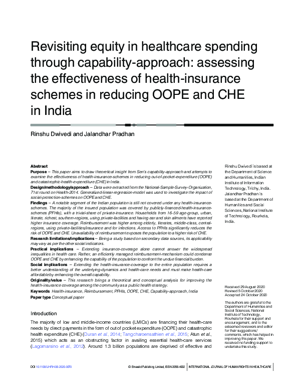 (PDF) Revisiting equity in healthcare spending through capability ...
