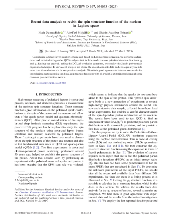 (PDF) Recent data analysis to revisit the spin structure function of ...