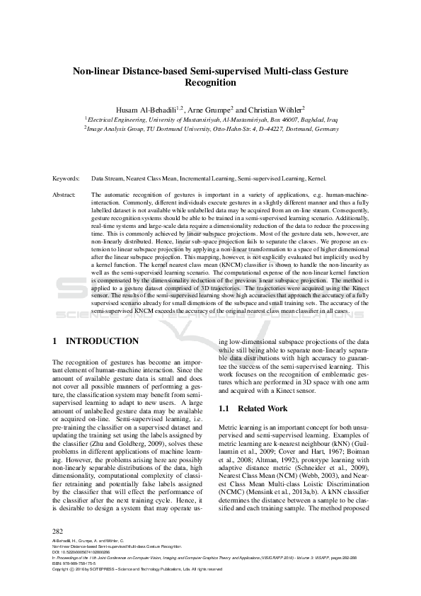 (PDF) Non-linear Distance-based Semi-supervised Multi-class Gesture Recognition