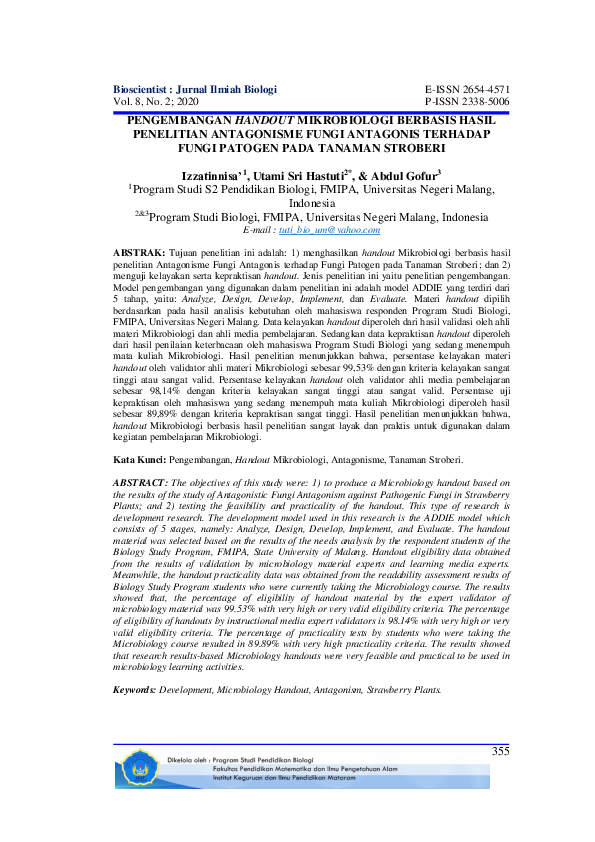 (PDF) Pengembangan Handout Mikrobiologi Berbasis Hasil Penelitian ...