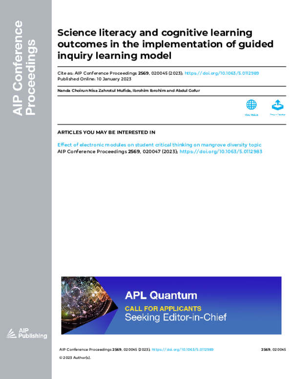 (PDF) Science literacy and cognitive learning outcomes in the implementation of guided inquiry ...