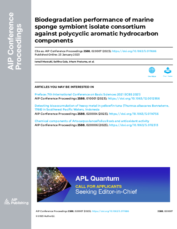 (PDF) Biodegradation performance of marine sponge symbiont isolate consortium against polycyclic ...