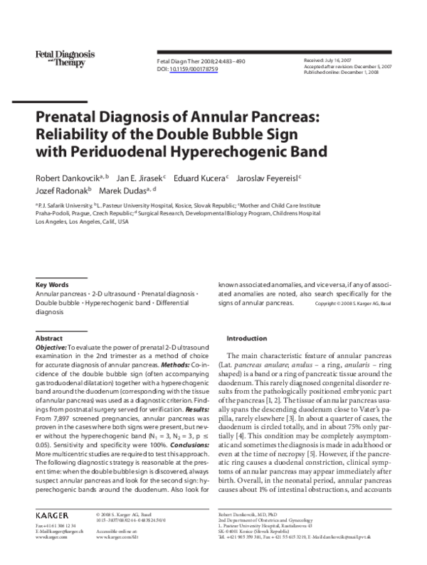 (PDF) Prenatal Diagnosis of Annular Pancreas: Reliability of the Double ...