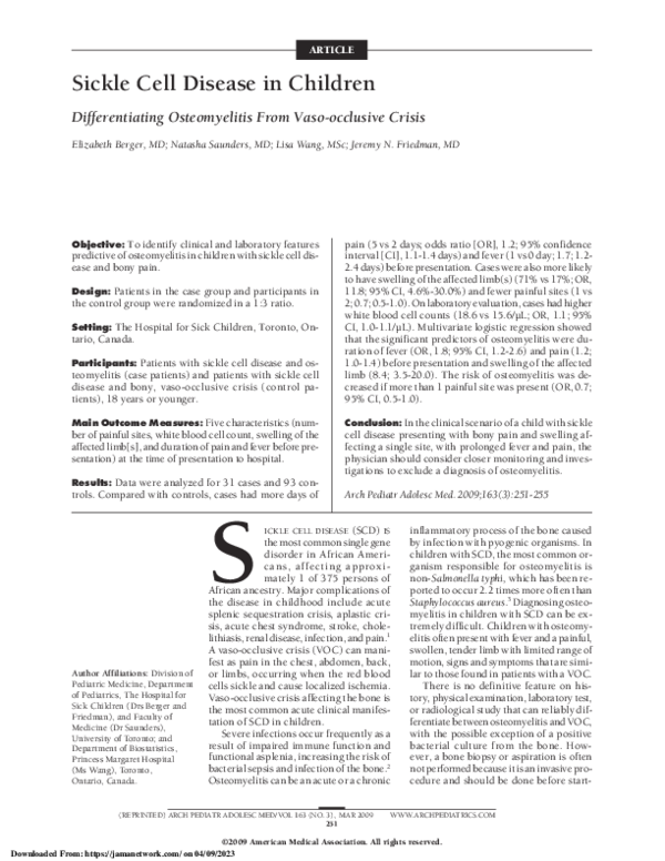 (PDF) Sickle Cell Disease in Children
