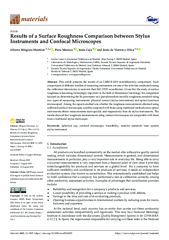 (PDF) Results of a Surface Roughness Comparison between Stylus ...