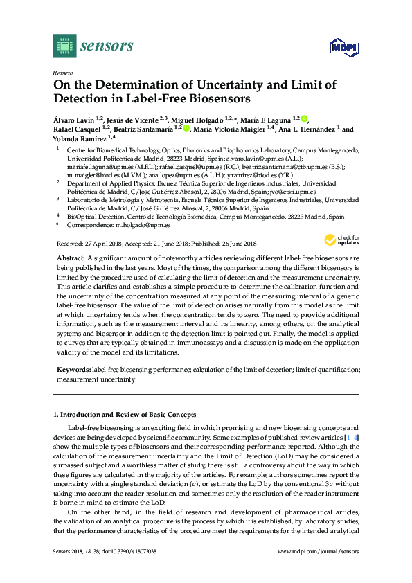 (PDF) On the Determination of Uncertainty and Limit of Detection in ...