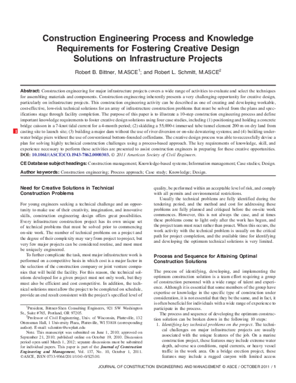 (PDF) Construction Engineering Process and Knowledge Requirements for Fostering Creative Design ...