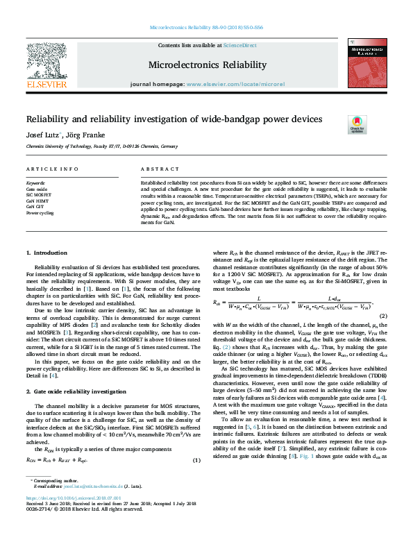 (PDF) Reliability and reliability investigation of wide-bandgap power ...