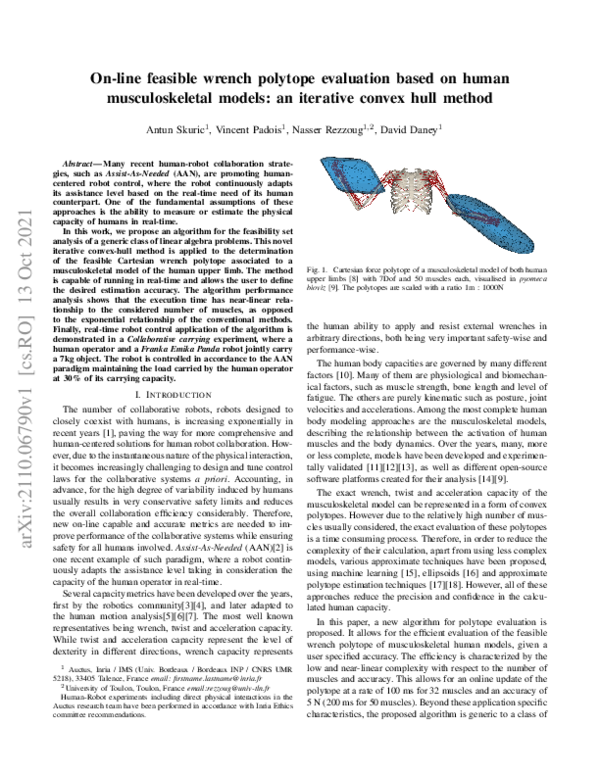 (PDF) On-Line Feasible Wrench Polytope Evaluation Based on Human ...