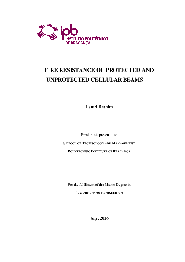 (PDF) Fire resistance of protected and unprotected cellular beams ...
