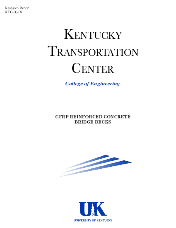 (PDF) GFRP Reinforced Concrete Bridge Decks (KYSPR 96-169)