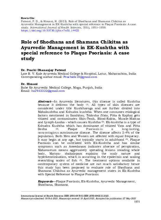 (PDF) Role of Shodhana and Shamana Chikitsa as Ayurvedic Management in ...