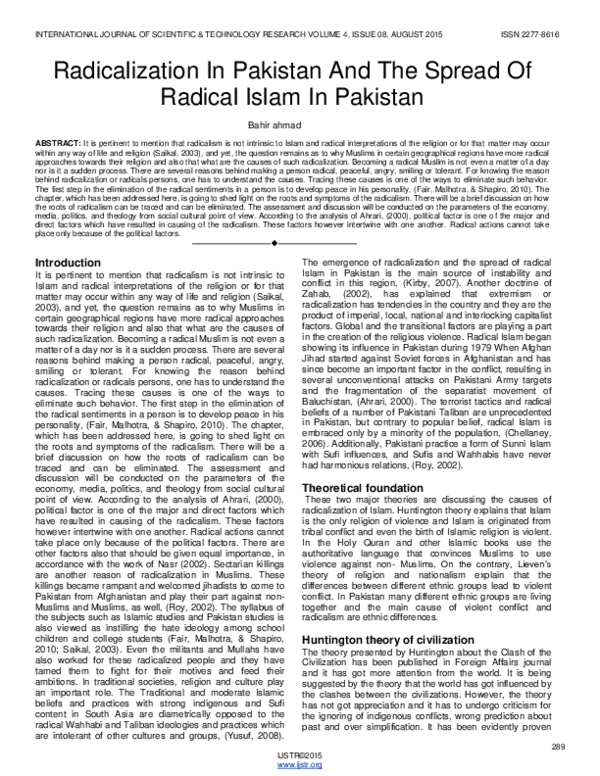 (PDF) Radicalization In Pakistan And The Spread Of Radical Islam In Pakistan