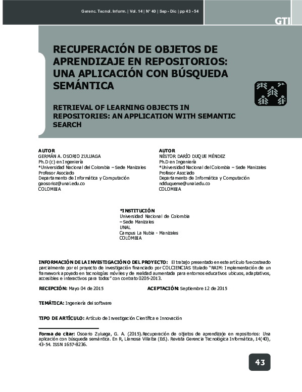 (PDF) Recuperación De Objetos De Aprendizaje en Repositorios: Una Aplicación Con Búsqueda Semántica