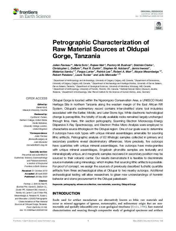 (PDF) Petrographic Characterization of Raw Material Sources at Oldupai ...