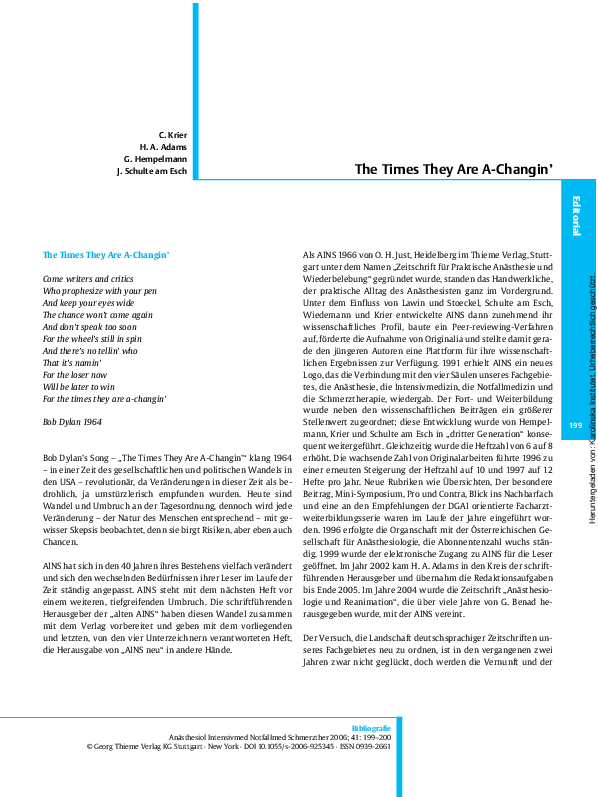 (PDF) The times they are a-changin