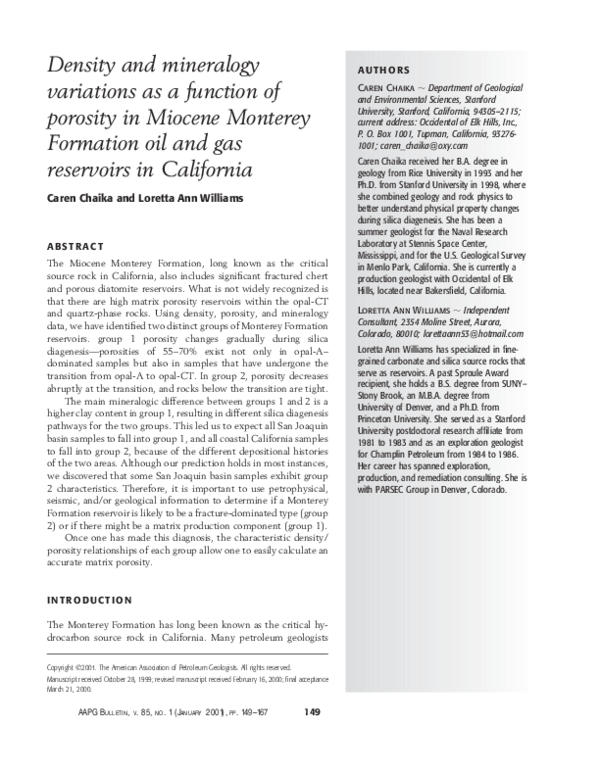 (PDF) Density and mineralogy variations as a function of porosity in ...