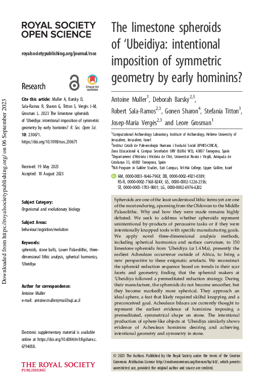 (PDF) The limestone spheroids of ‘Ubeidiya: intentional imposition of ...