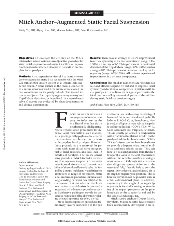 (PDF) Mitek Anchor–Augmented Static Facial Suspension