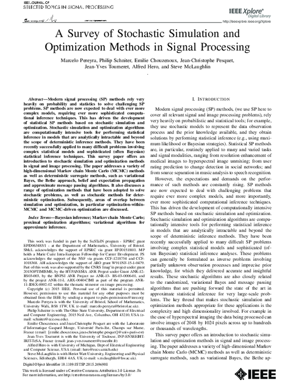 (PDF) A Survey of Stochastic Simulation and Optimization Methods in ... (PDF) A Survey of Stochastic Simulation and Optimization Methods in ...