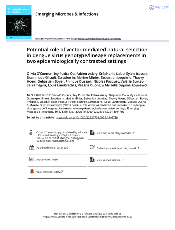 (PDF) Potential role of vector-mediated natural selection in dengue ...