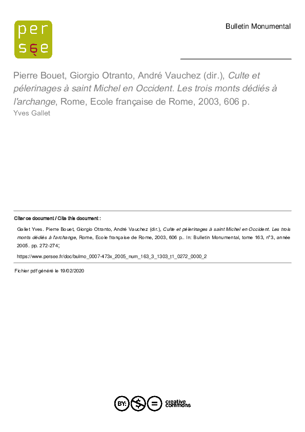 (PDF) Culte et pélerinages à saint Michel en Occident. Les trois monts ...