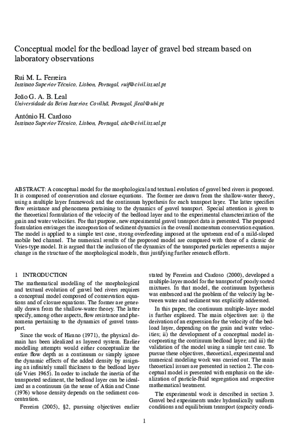 (PDF) Conceptual model for the bedload layer of gravel bed stream based ...