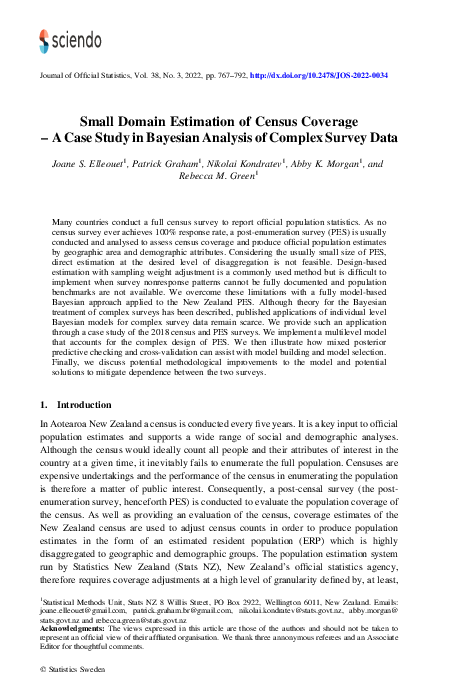 (PDF) Small Domain Estimation of Census Coverage – A Case Study in Bayesian Analysis of Complex ...