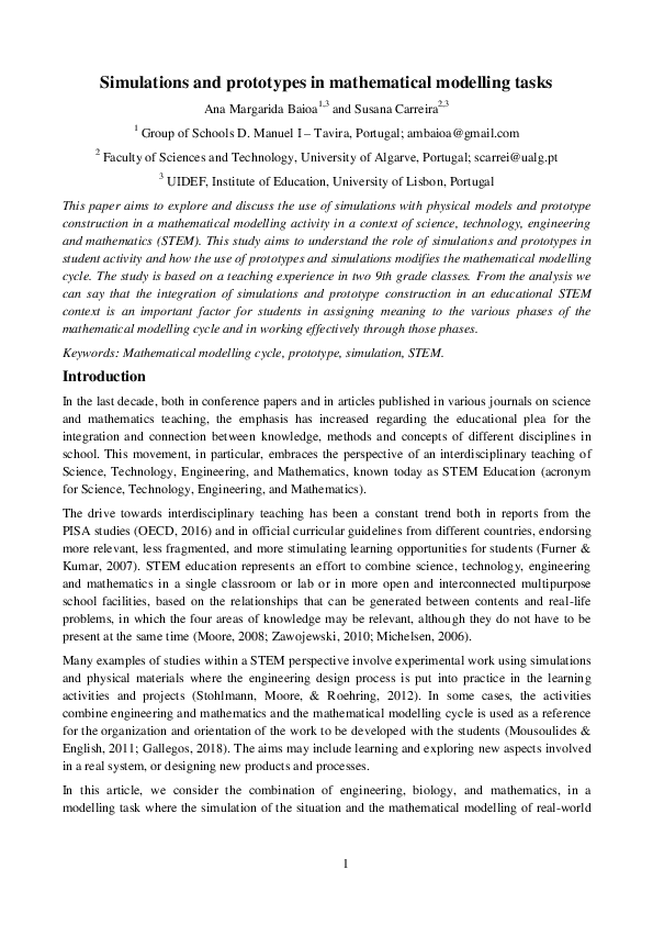 (PDF) Simulations and prototypes in mathematical modelling tasks