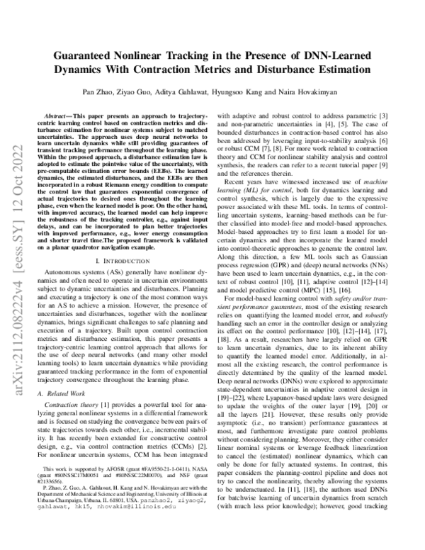 (PDF) Guaranteed Nonlinear Tracking in the Presence of DNN-Learned ...