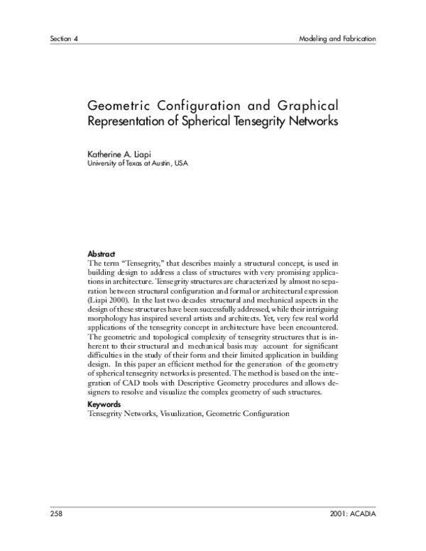 (PDF) Geometric Configuration and Graphical Representation of Spherical Tensegrity Networks