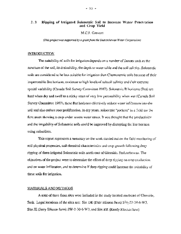 (PDF) Ripping of irrigated Solonetzic soil to increase water ...