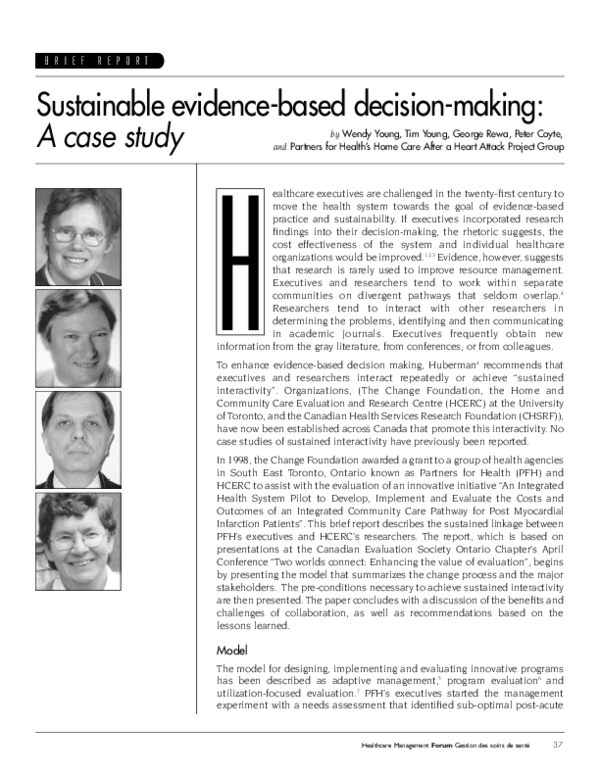 (PDF) Sustainable evidence-based decision-making: A case study