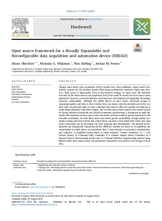 (PDF) Open Source Framework for a Broadly Expandable and Reconfigurable Data Acquisition and ...