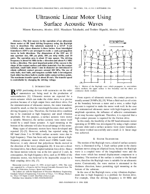 (PDF) Ultrasonic linear motor using surface acoustic waves