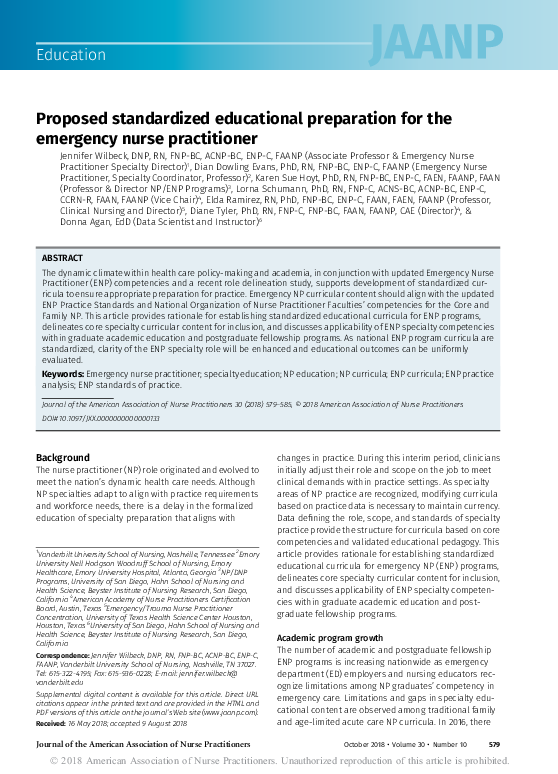 (PDF) Proposed standardized educational preparation for the emergency ...