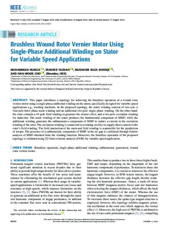 (PDF) Brushless Wound Rotor Vernier Motor Using Single-Phase Additional ...