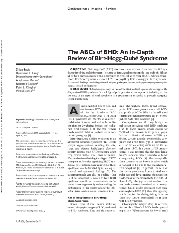 (PDF) The ABCs of BHD: An In-Depth Review of Birt-Hogg-Dubé Syndrome