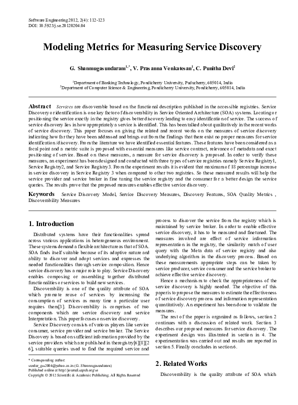 Pdf Modeling Measures For Service Interpretation In Discoverability Of Service Oriented