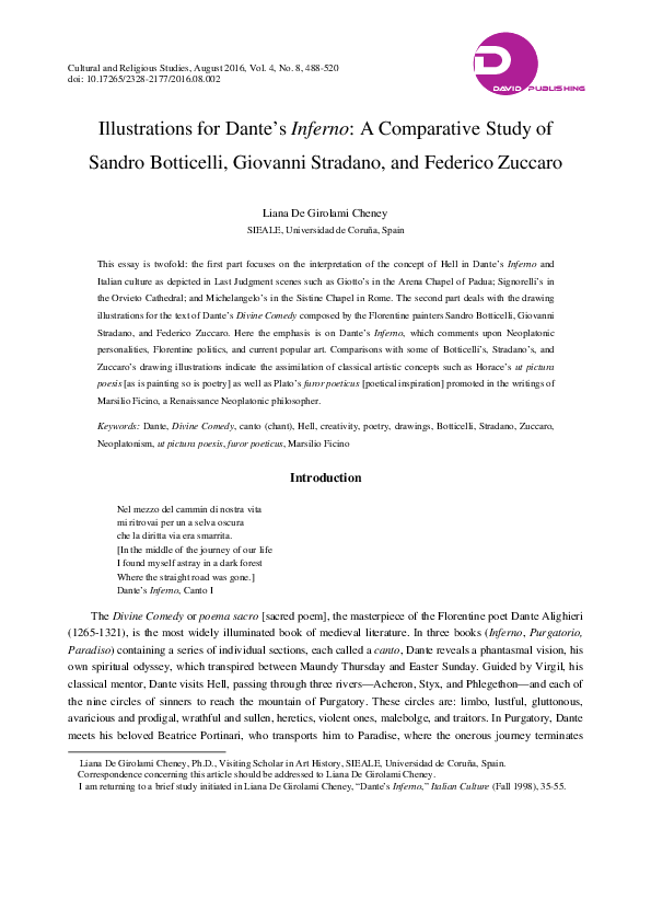 (PDF) Illustrations for Dante’s Inferno: A Comparative Study of Sandro ...