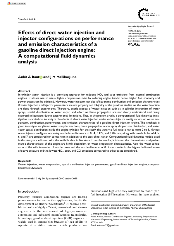 (PDF) Effects of direct water injection and injector configurations on ...