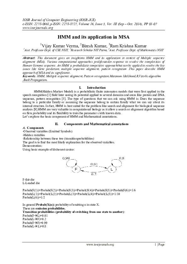 (PDF) HMM and its application in MSA