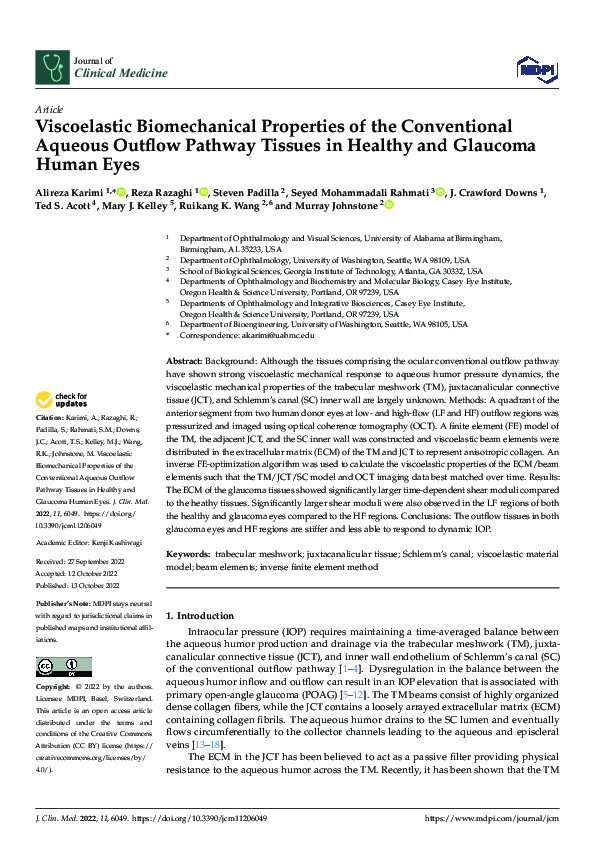 (PDF) Viscoelastic Biomechanical Properties of the Conventional Aqueous Outflow Pathway Tissues ...