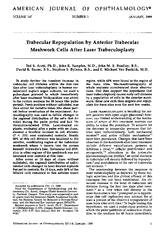 (PDF) Trabecular Repopulation by Anterior Trabecular Meshwork Cells ...