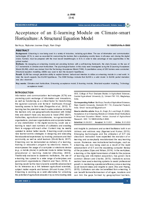 (PDF) Acceptance of an E-learning Module on Climate-smart Horticulture ...