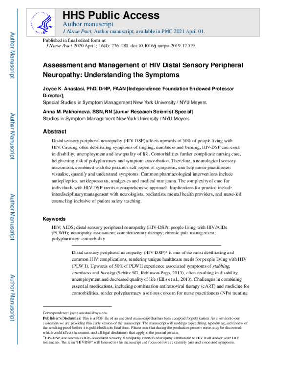 (PDF) Assessment and Management of HIV Distal Sensory Peripheral ...