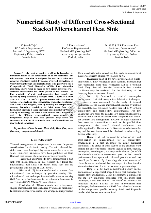 (PDF) Numerical Study of Different Cross-Sectional Stacked Microchannel Heat Sink