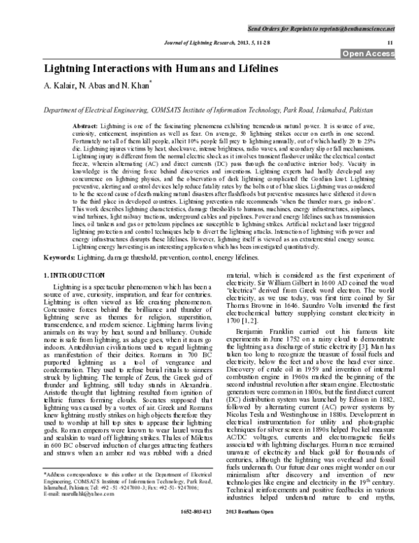(PDF) Lightning Interactions with Humans and Lifelines